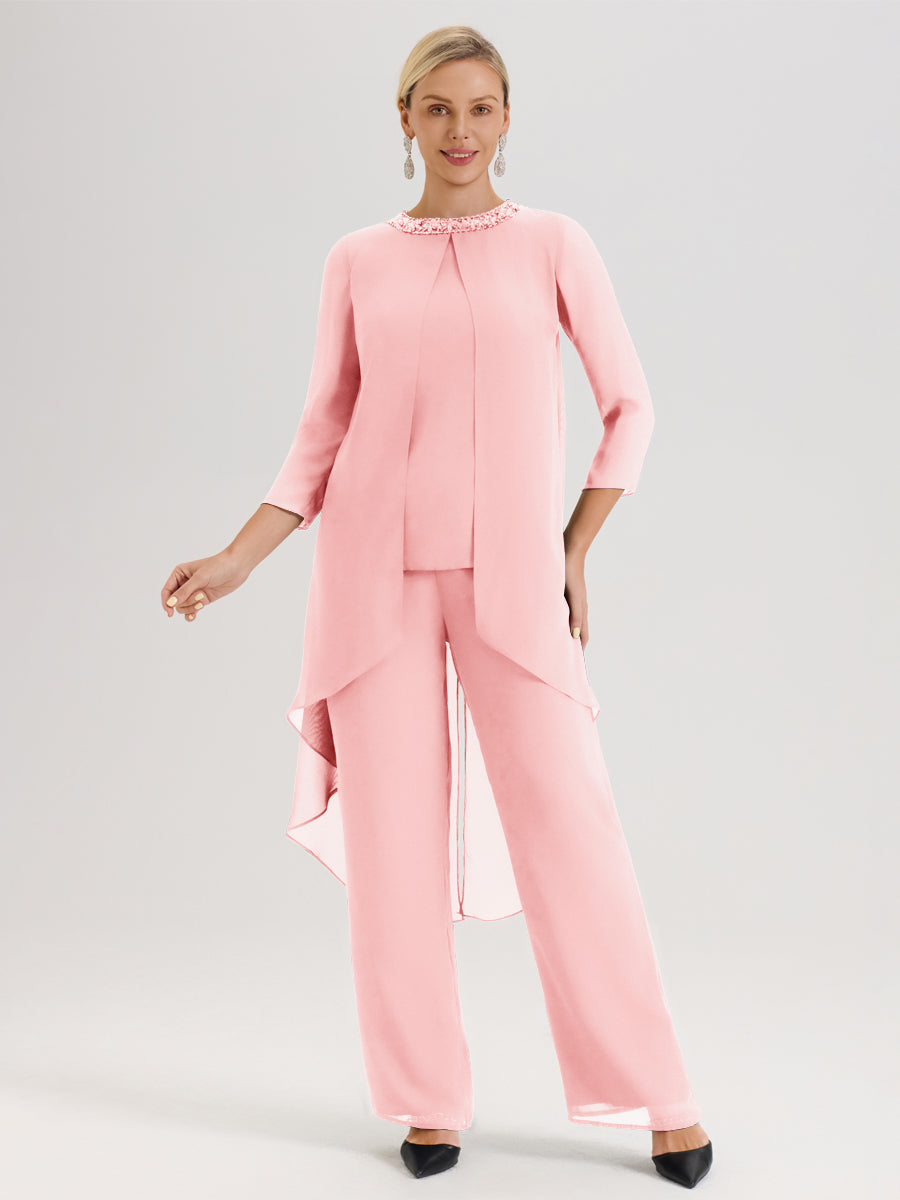 Cicinia Rose Ensemble Pantalon 2 Pièces Pour Mère De La Mariée En Mous